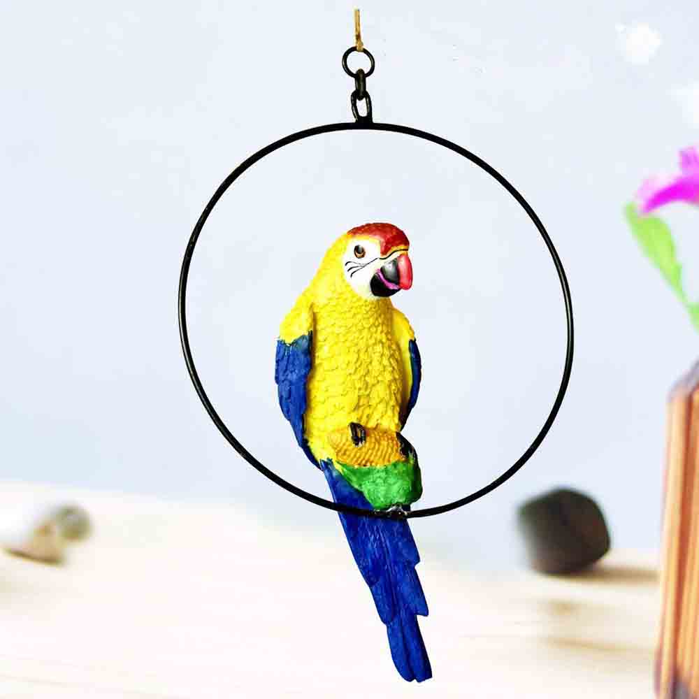 Buy Resin Hanging Parrot on Metallic Ring| Eye-Catching Parrot ...