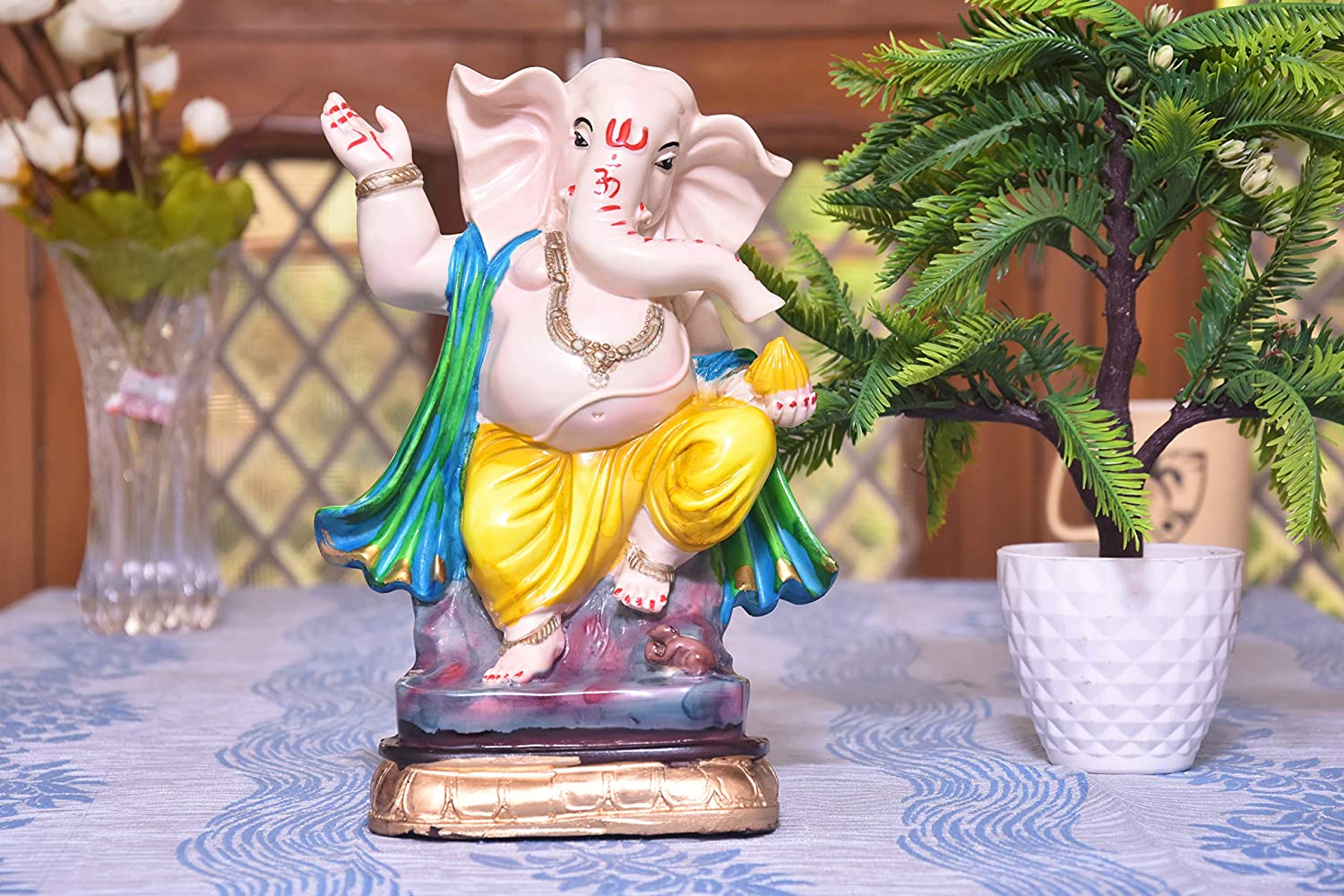 Eleven Inch Beige Ganesh Idol in dancing pose for Ganesh Chavithi ...