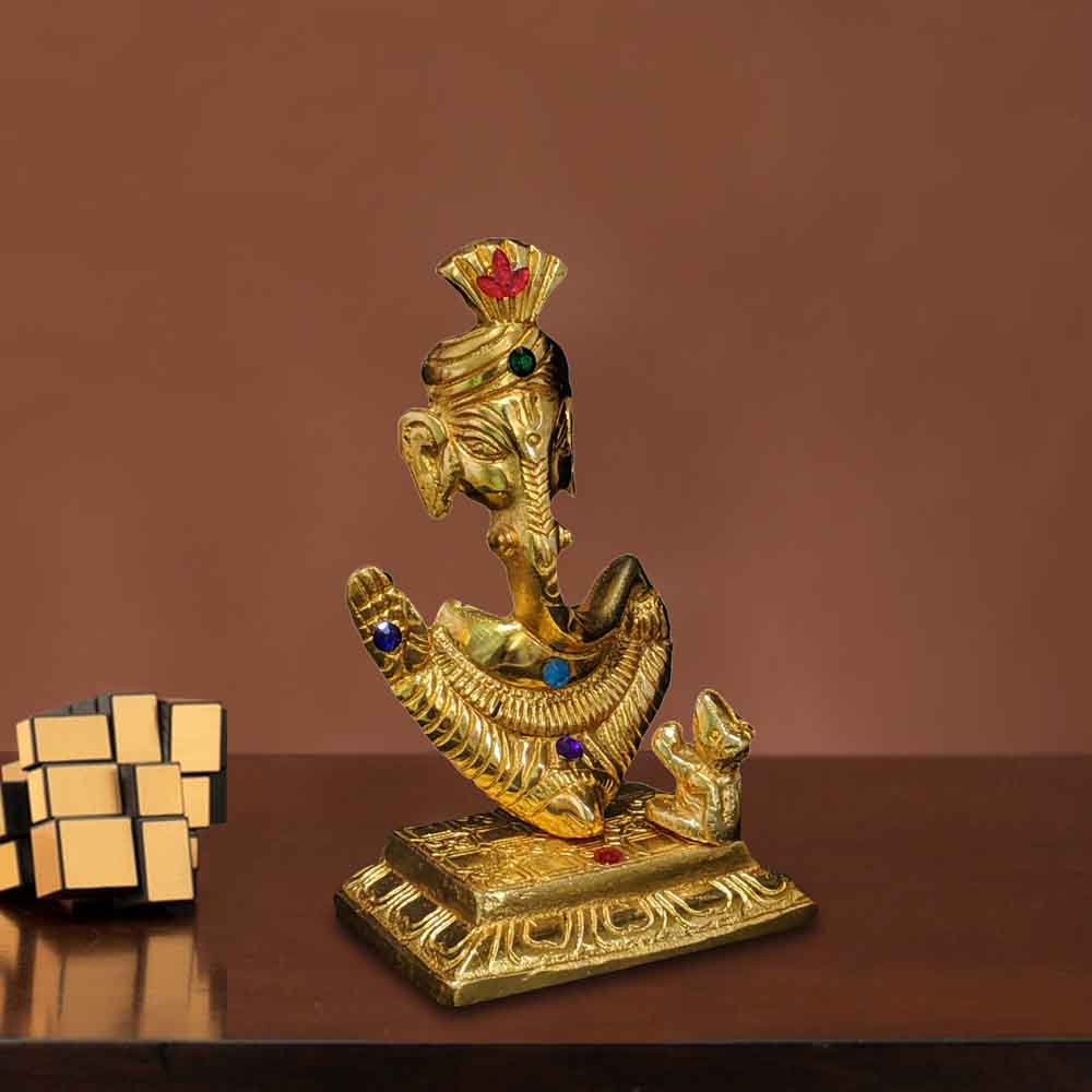 Buy Metal Modern Design Ganesh Idol with Mouse for Vinayagar Chaturthi ...