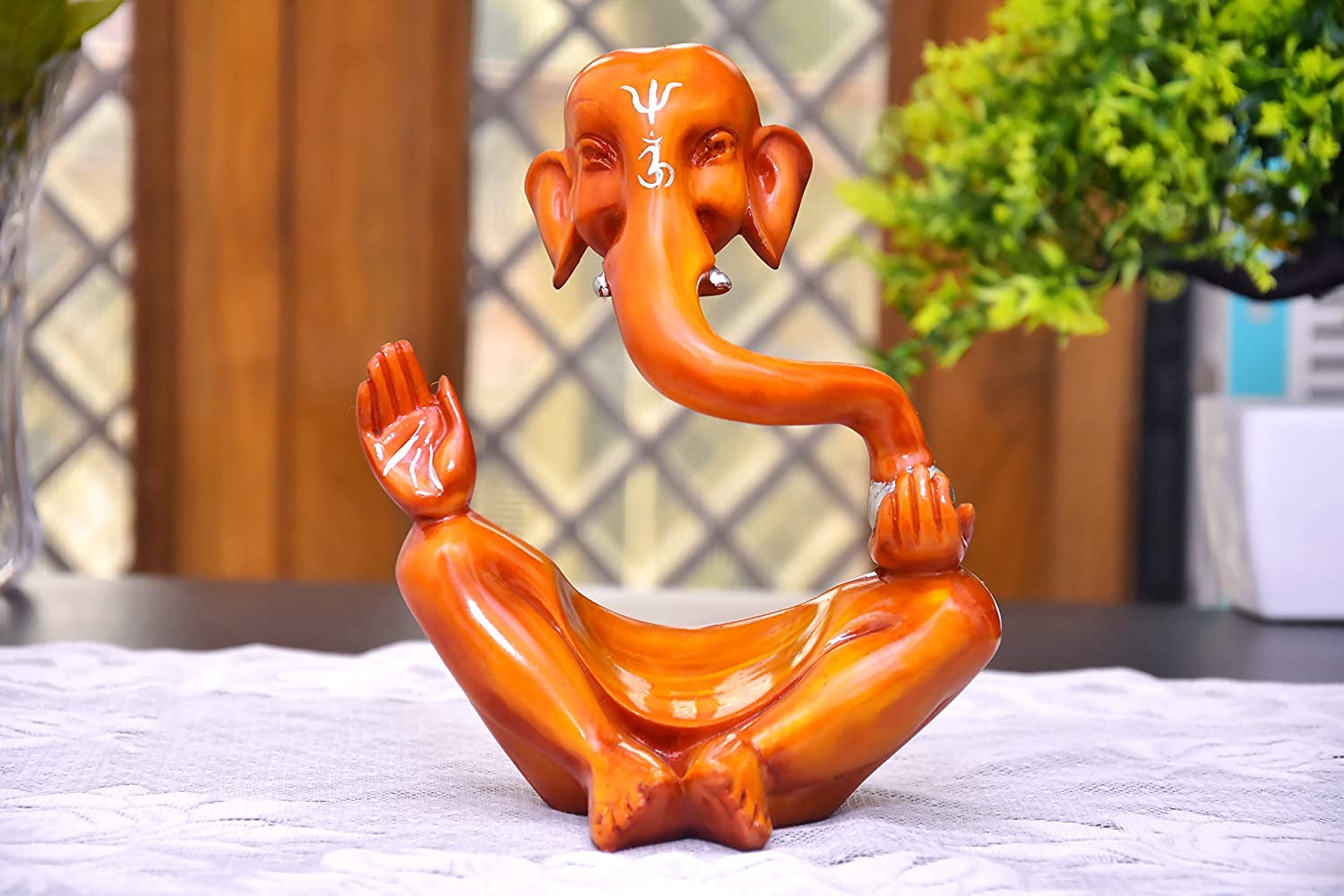 Orange modren design Ganesh Idol for Ganesha Sankashti Pooja