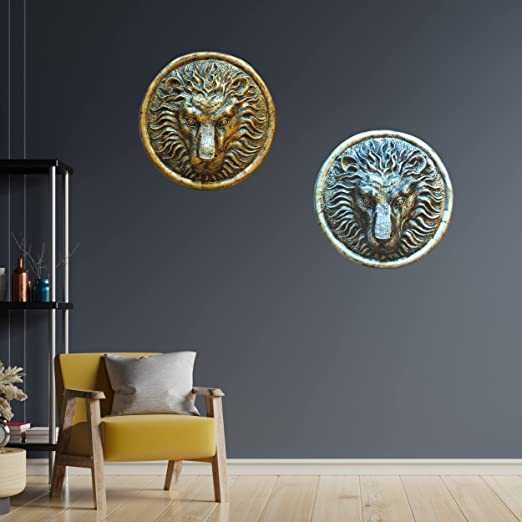 Buy Set of Two Antique Lion Face Wall Hanging Showpieces – Showpiece ...