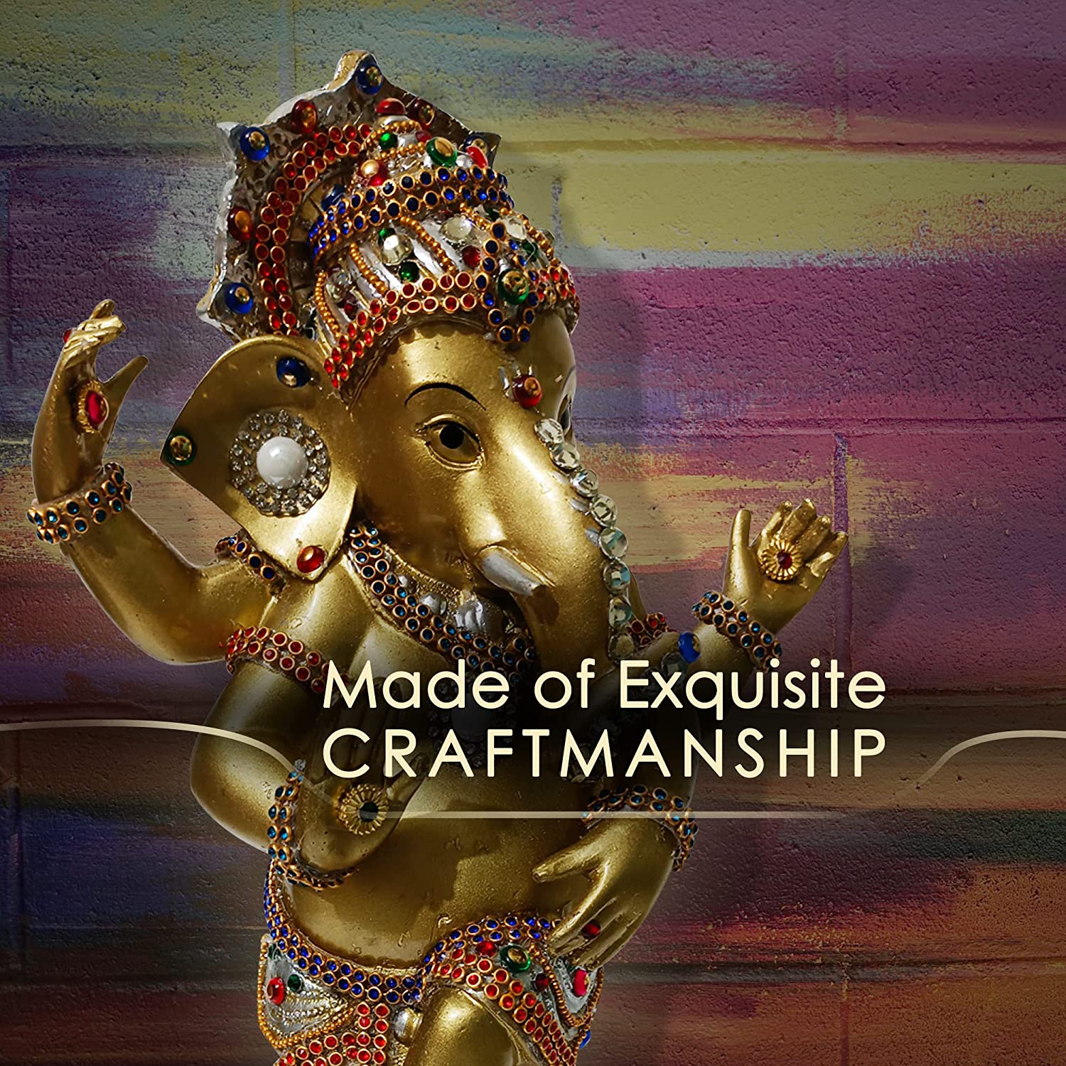 Antique Dancing Golden Ganesha Showpiece for Corner Table