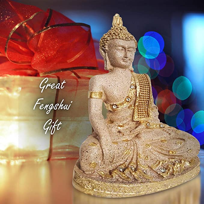 Buy Stone Finish Sitting Buddha Showpiece in Bhumi Sparsh Mudra ...