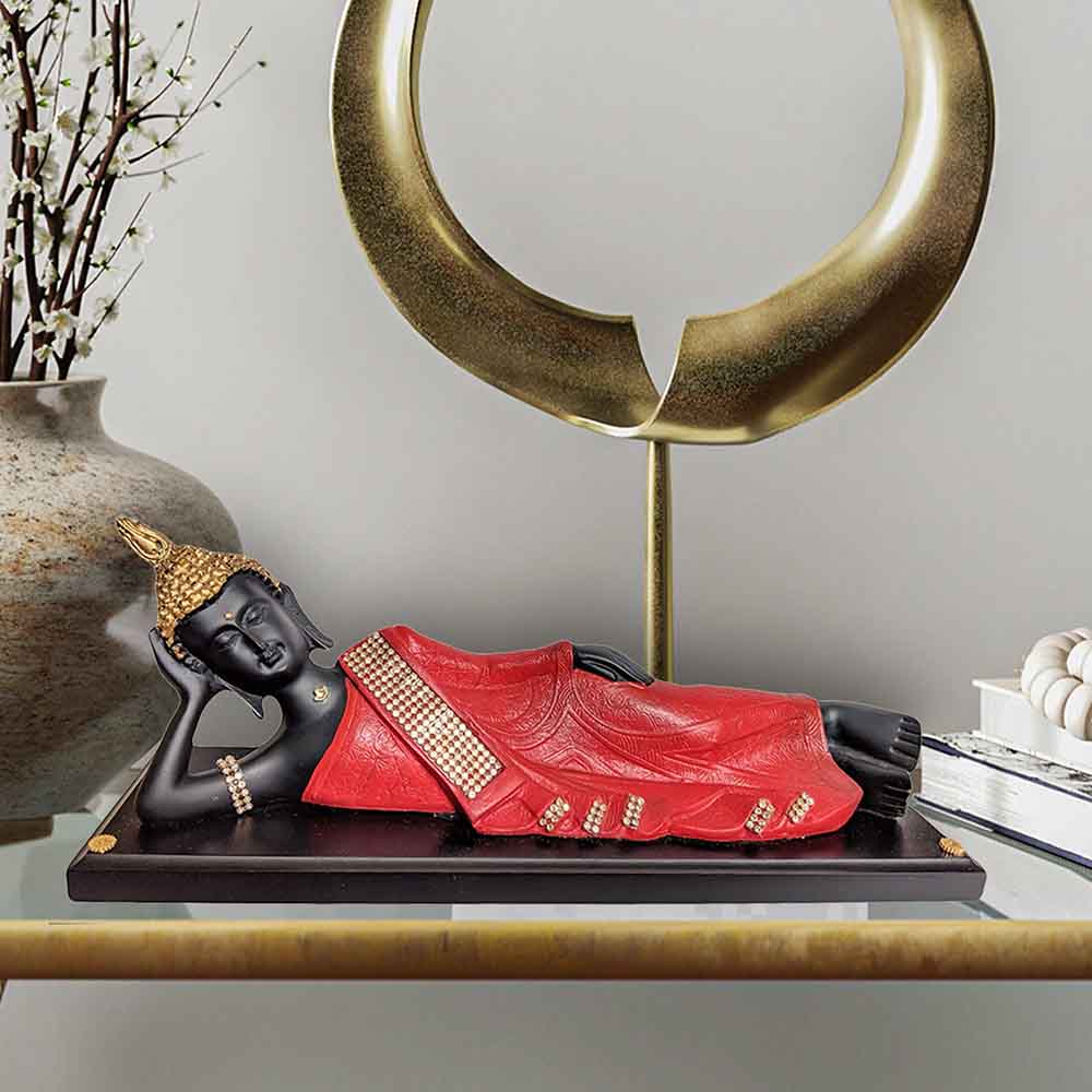 Buy Miniature Reclining Black and Red Buddha Showpiece on a Platform ...