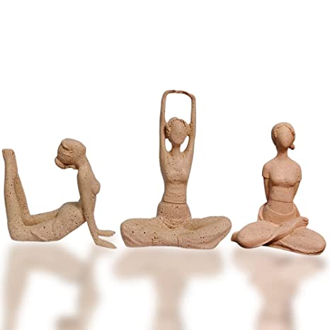 Small Resin Set of Three Yoga Showpieces for Home Showcase