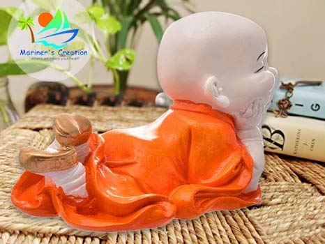 Small Resin Baby Monk Laughing Buddha Showpiece for Corner Table