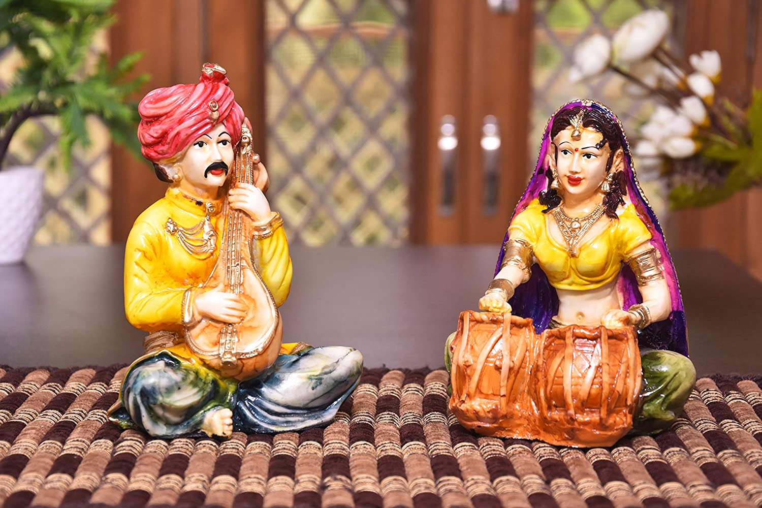 Buy Yellow Rajasthani Marble-Finish Couple Showpiece – Bedroom ...