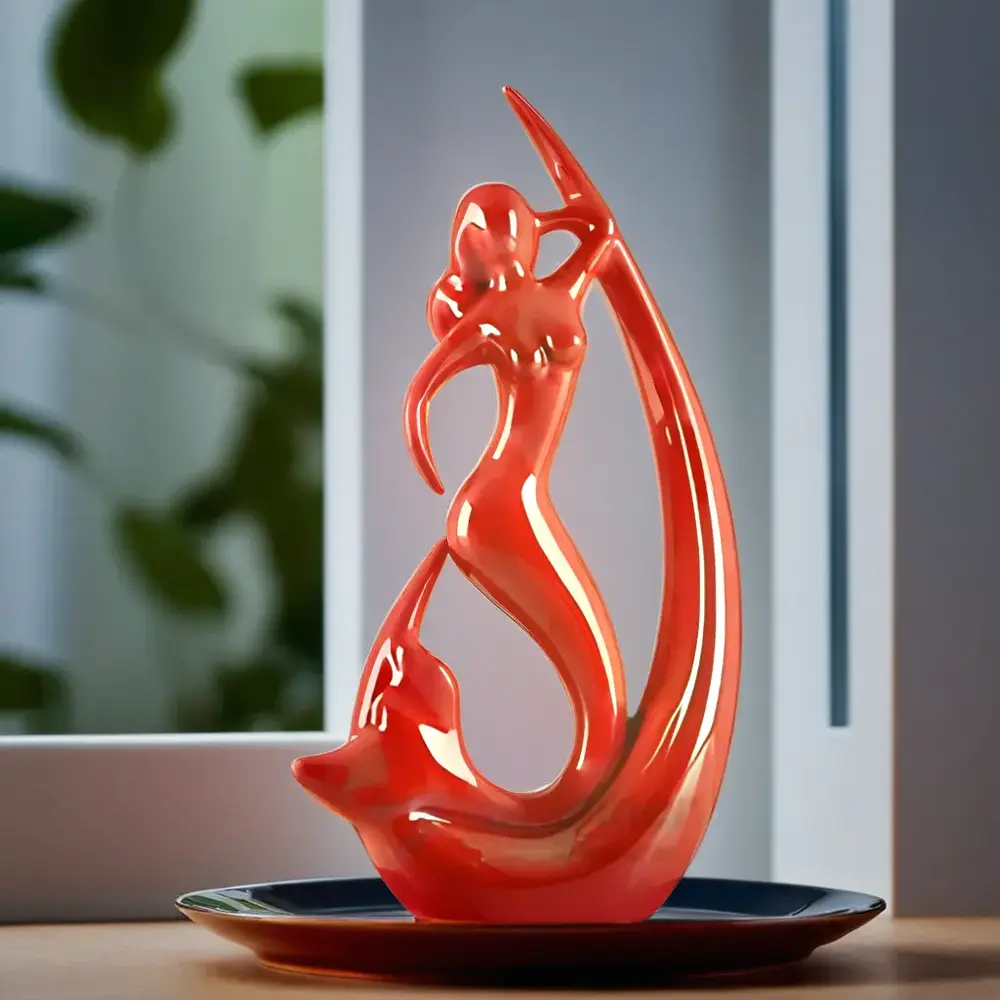 Set of 2 Marble-Finish Statues of Lavish Fish Angels for Kitchen Decor