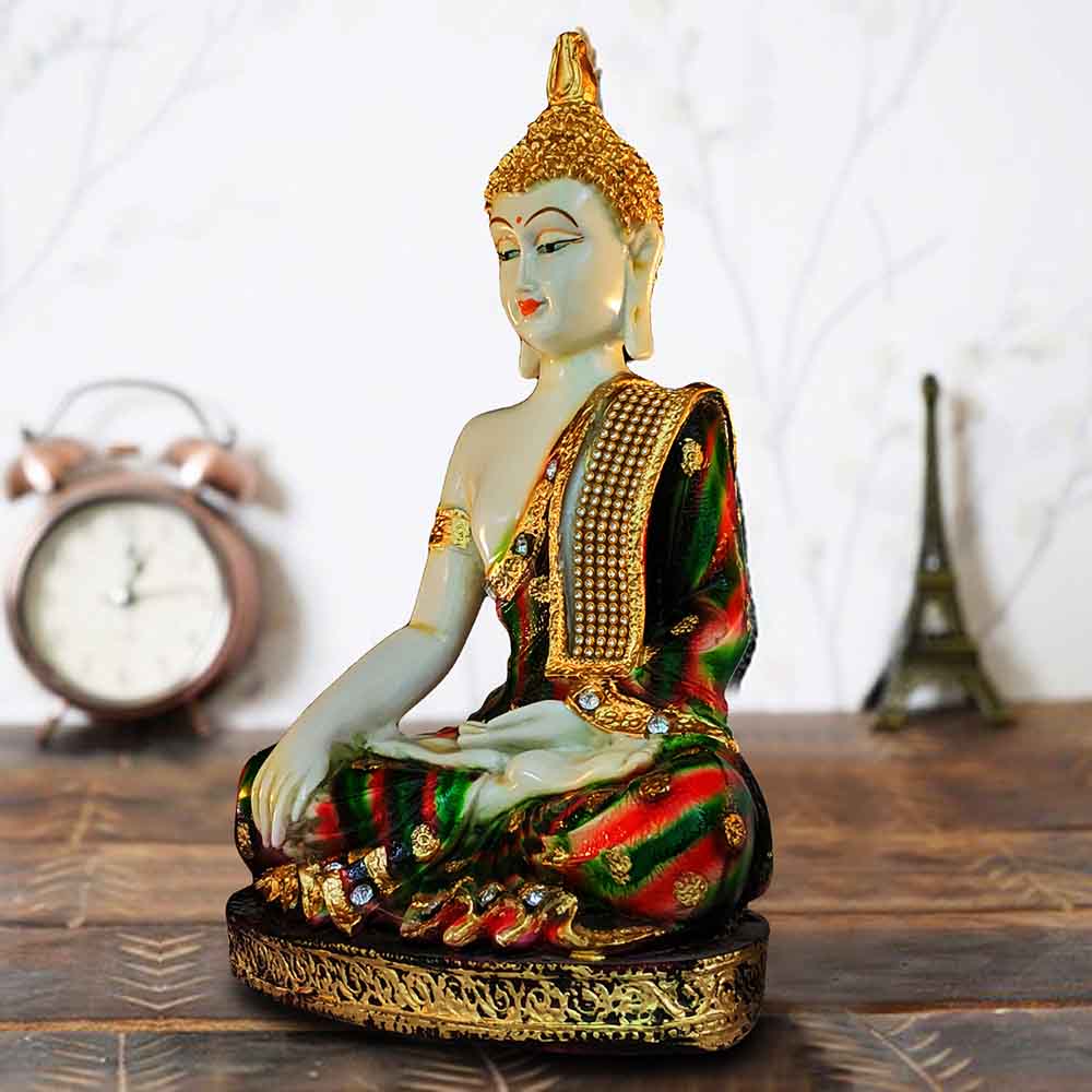 Buy Green Sitting Buddha Showpiece & Corner Table Online – Act Fast!