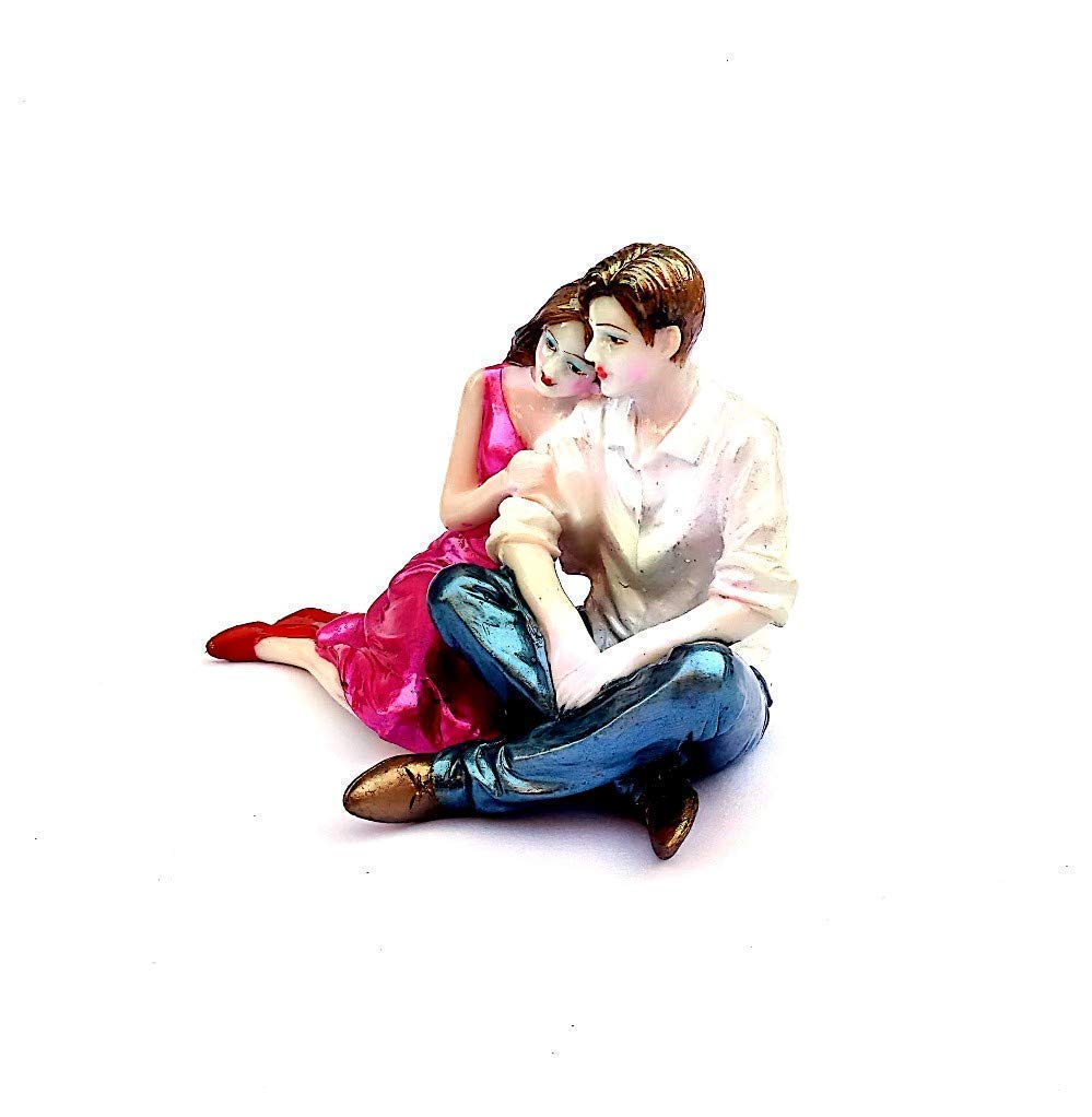 Buy Pink and Blue Sitting Couple Statue - Stunning Anniversary Gift Online