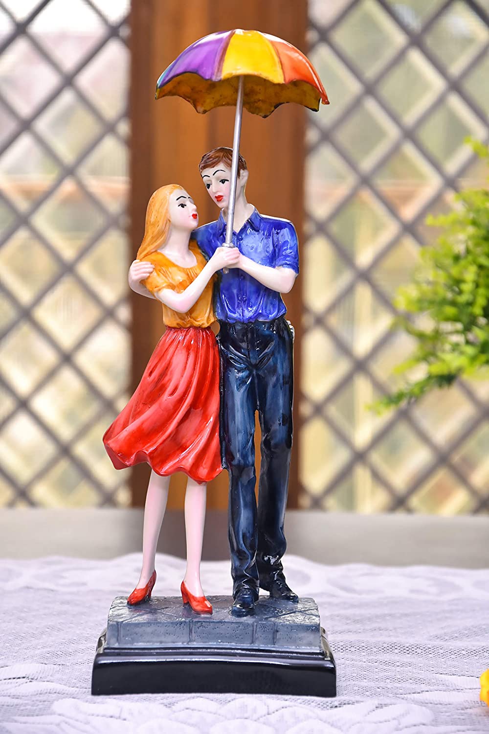 Buy Orange & Blue Couple Statue with Teddy – The Perfect Wedding ...