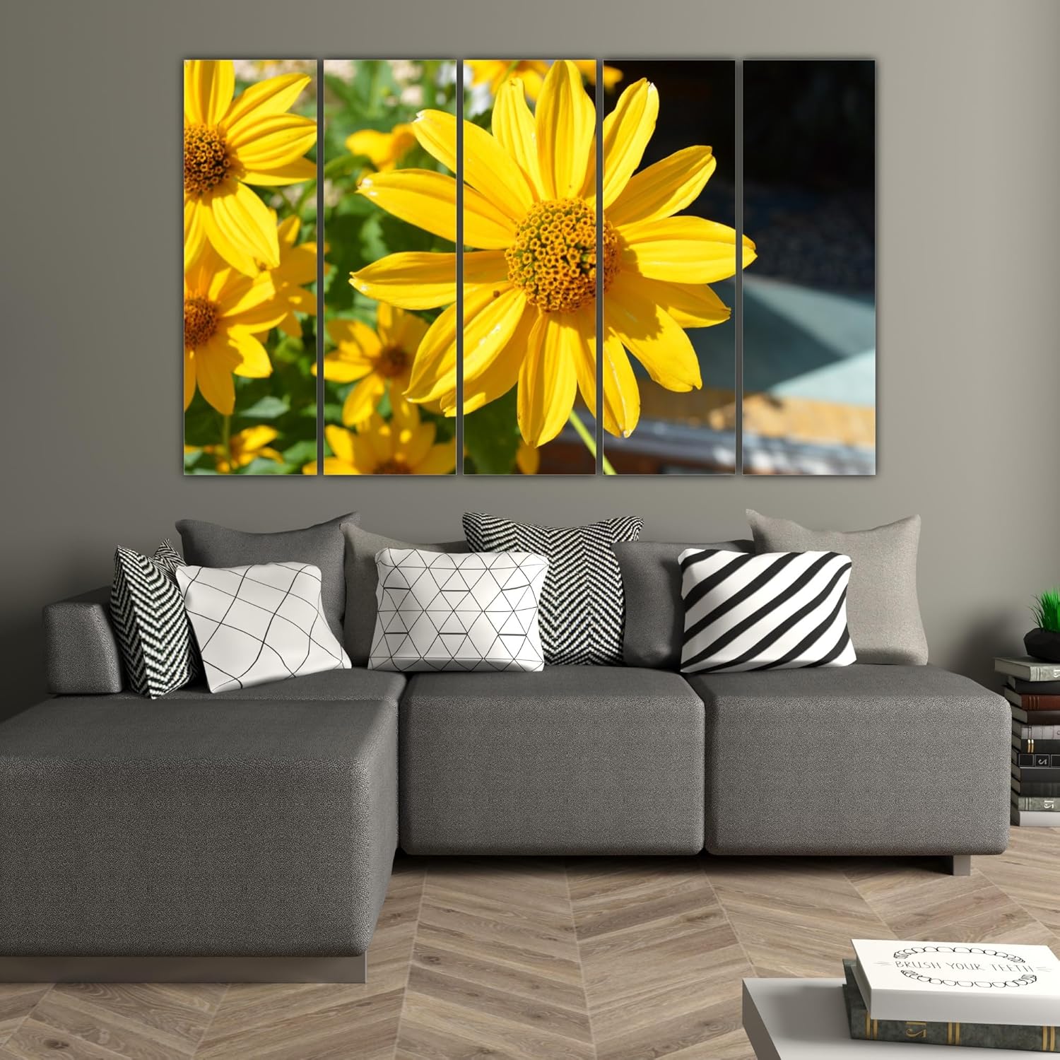 Shop Flower Power 5-Split Framed Wall Art | Moolwan Multi-Frame Floral ...