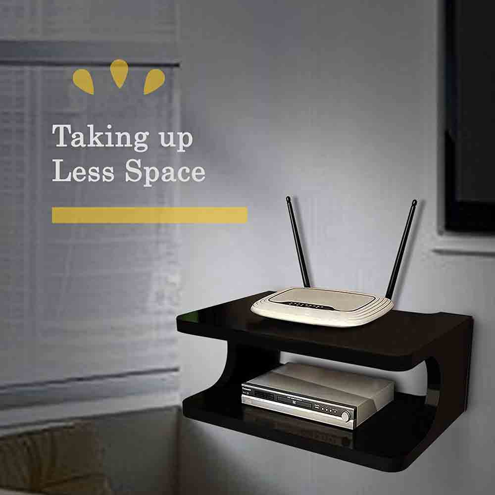 Set top Box & WiFi Router Holder Wooden Wall Shelves