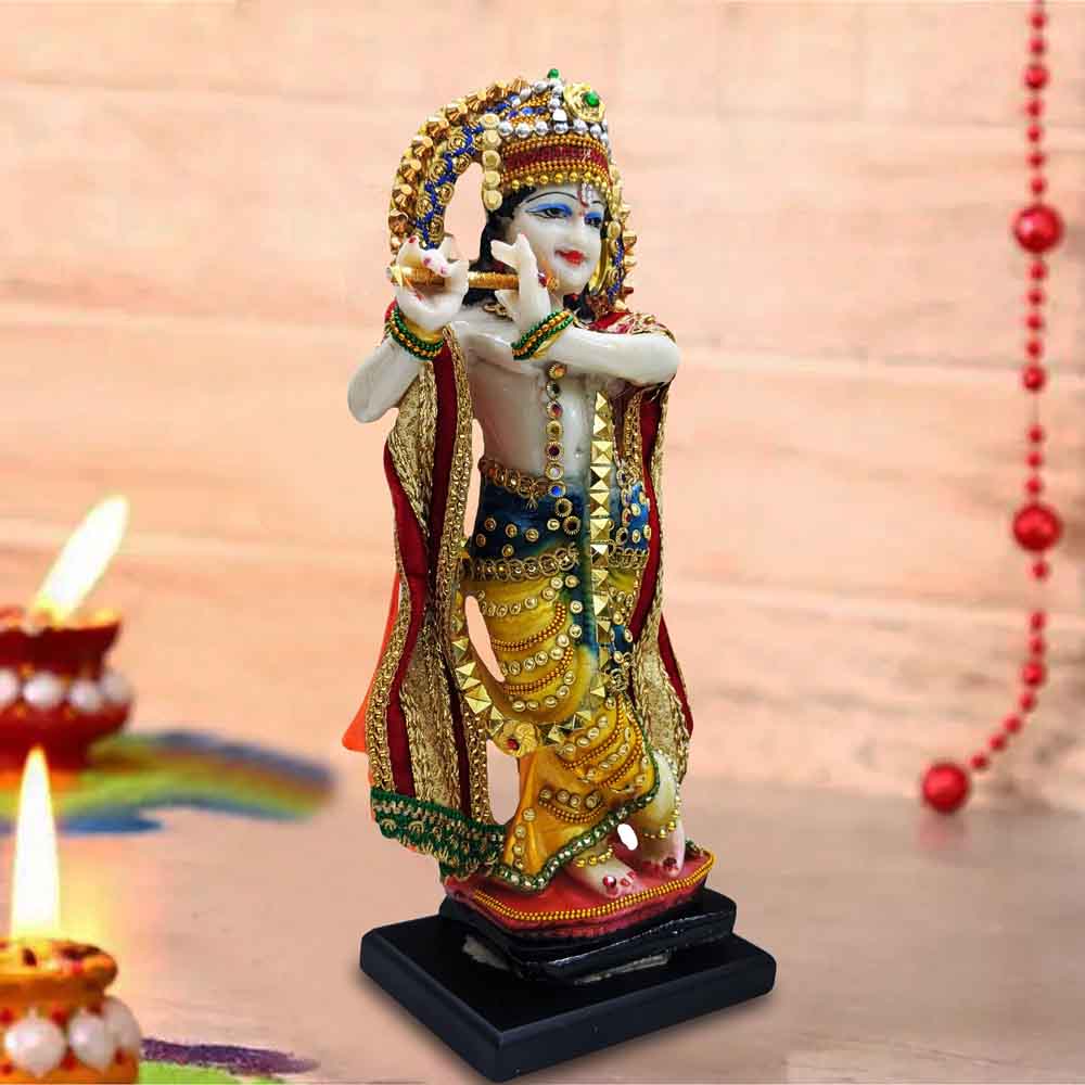 Buy Standing Krishna Statue Playing Flute for Janmashtami Celebrations ...