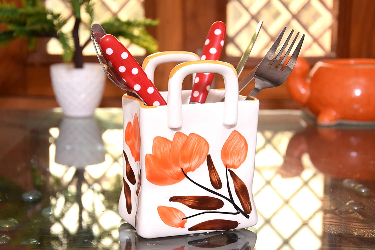 Chic Floral Ceramic Cutlery Holder - Must-Have!